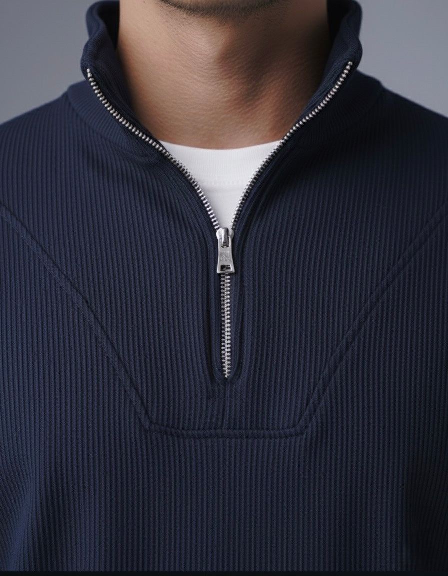 Deep Tide Blue Quarter Zip – Taif Cai